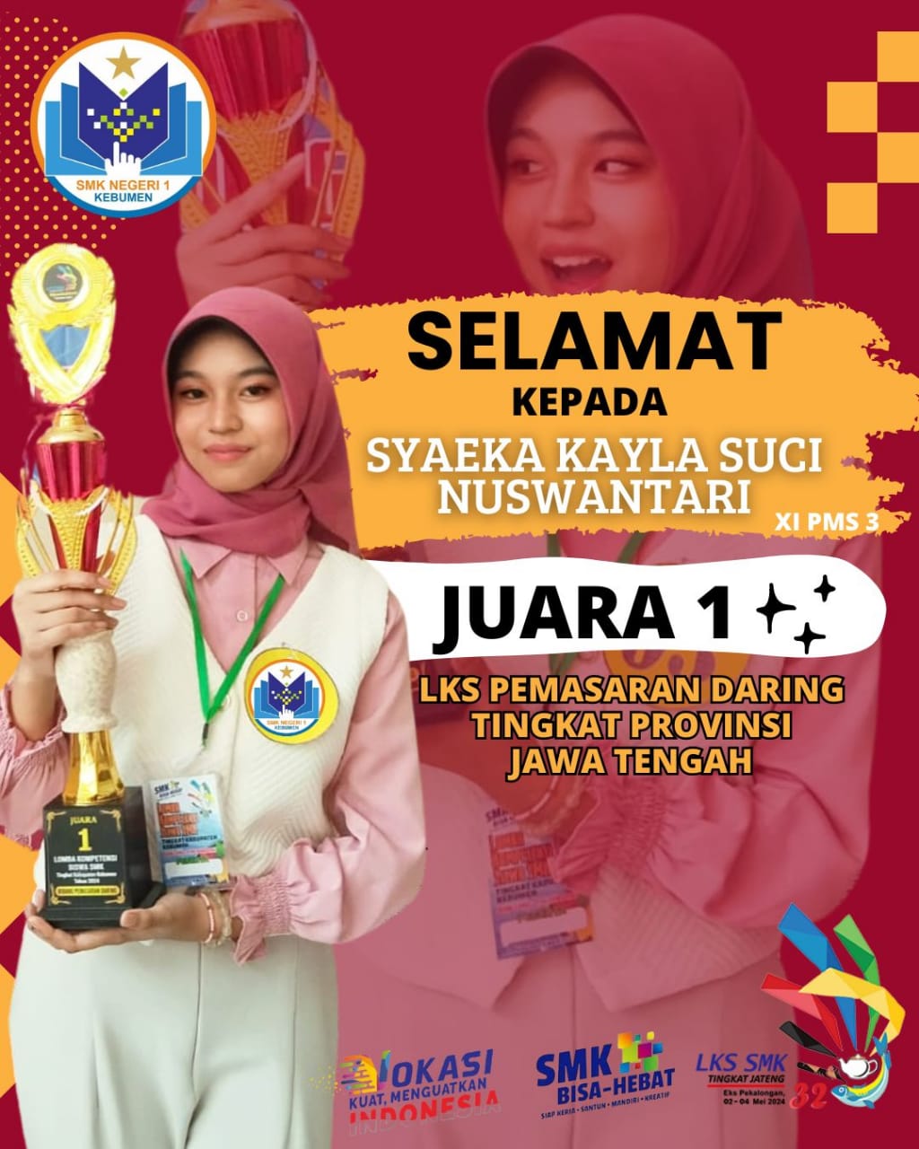 SMKN 1 KEBUMEN RAIH JUARA SATU LOMBA KOMPETENSI SISWA BIDANG PEMASARAN DARING (MARKETING ONLINE ...
